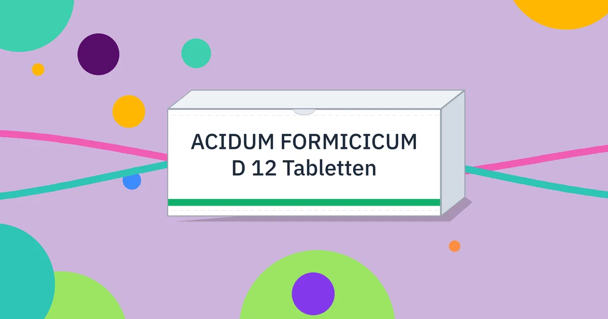 Symbolbild: Packung mit der Aufschrift ACIDUM FORMICICUM D 12 Tabletten (PZN 04200629) – Verfügbarkeit und Bezug in Apotheken in Frankfurt am Main