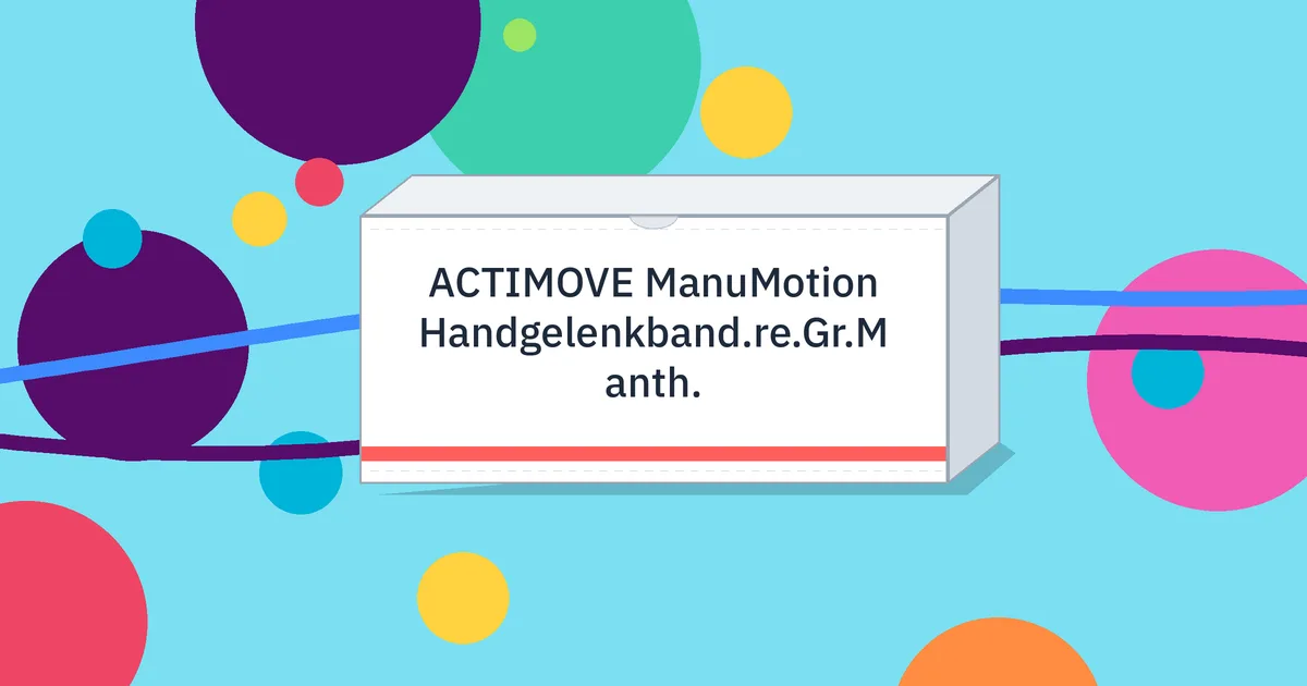 Symbolbild: Packung mit der Aufschrift ACTIMOVE ManuMotion Handgelenkband.re.Gr.M anth. (PZN 17948430) – Verfügbarkeit und Bezug in Apotheken in Frankfurt am Main