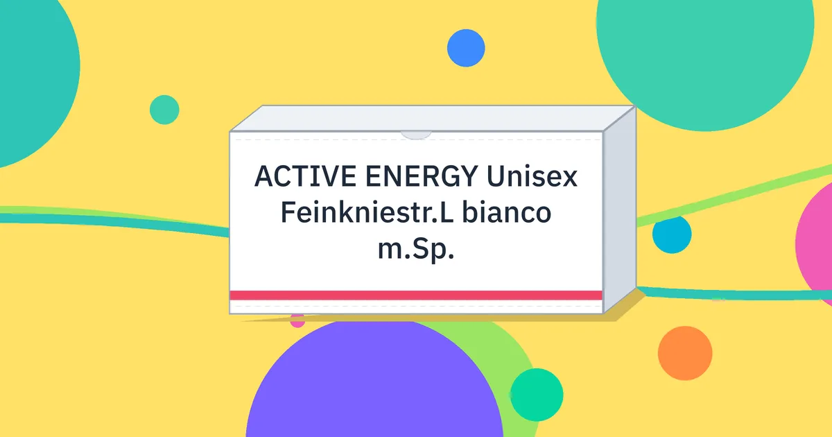 Symbolbild: Packung mit der Aufschrift ACTIVE ENERGY Unisex Feinkniestr.L bianco m.Sp. (PZN 06448210) – Verfügbarkeit und Bezug in Apotheken in Frankfurt am Main