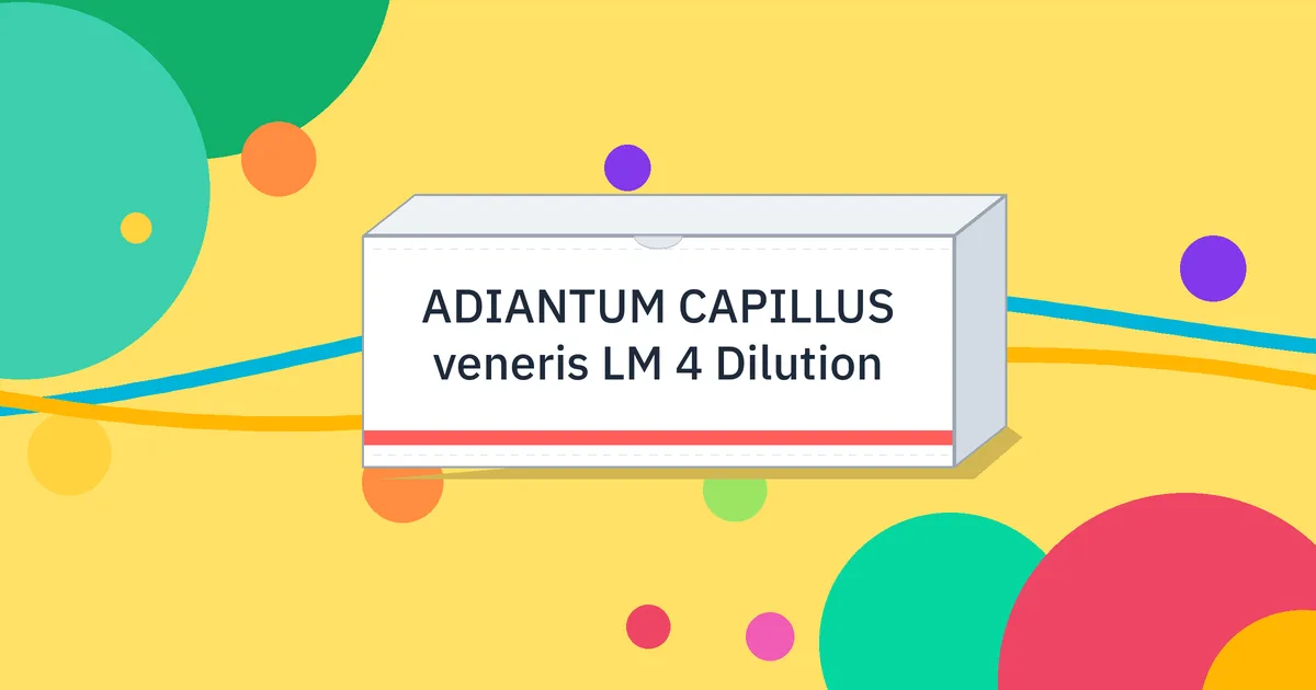 Symbolbild: Packung mit der Aufschrift ADIANTUM CAPILLUS veneris LM 4 Dilution (PZN 13295221) – Verfügbarkeit und Bezug in Apotheken in Frankfurt am Main