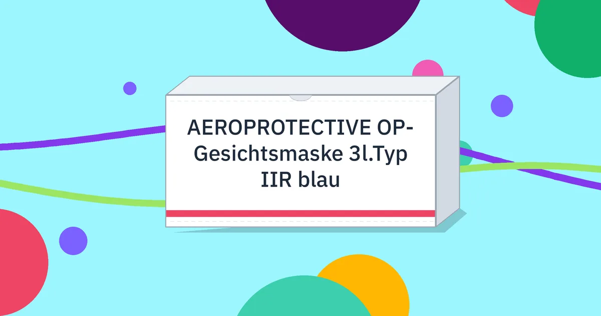Symbolbild: Packung mit der Aufschrift AEROPROTECTIVE OP-Gesichtsmaske 3l.Typ IIR blau (PZN 17203960) – Verfügbarkeit und Bezug in Apotheken in Frankfurt am Main