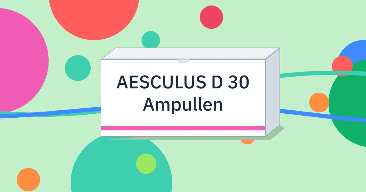 Symbolbild: Packung mit der Aufschrift AESCULUS D 30 Ampullen (PZN 11703928) – Verfügbarkeit und Bezug in Apotheken in Frankfurt am Main