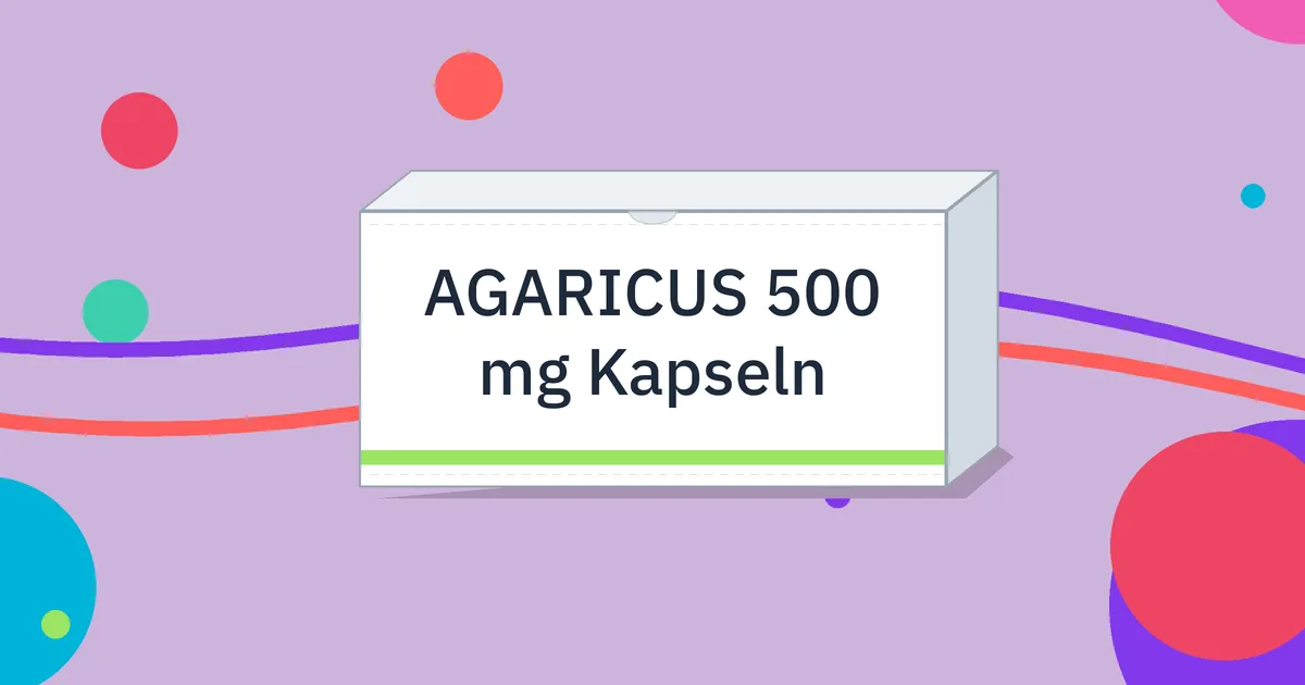 Symbolbild: Packung mit der Aufschrift AGARICUS 500 mg Kapseln (PZN 17178630) – Verfügbarkeit und Bezug in Apotheken in Frankfurt am Main