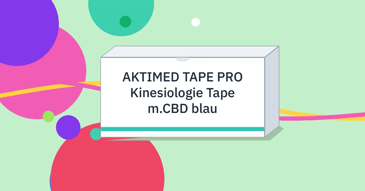 Symbolbild: Packung mit der Aufschrift AKTIMED TAPE PRO Kinesiologie Tape m.CBD blau (PZN 16925705) – Verfügbarkeit und Bezug in Apotheken in Frankfurt am Main