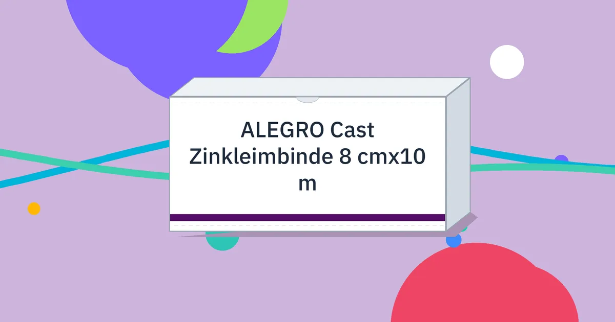 Symbolbild: Packung mit der Aufschrift ALEGRO Cast Zinkleimbinde 8 cmx10 m (PZN 01425233) – Verfügbarkeit und Bezug in Apotheken in Frankfurt am Main