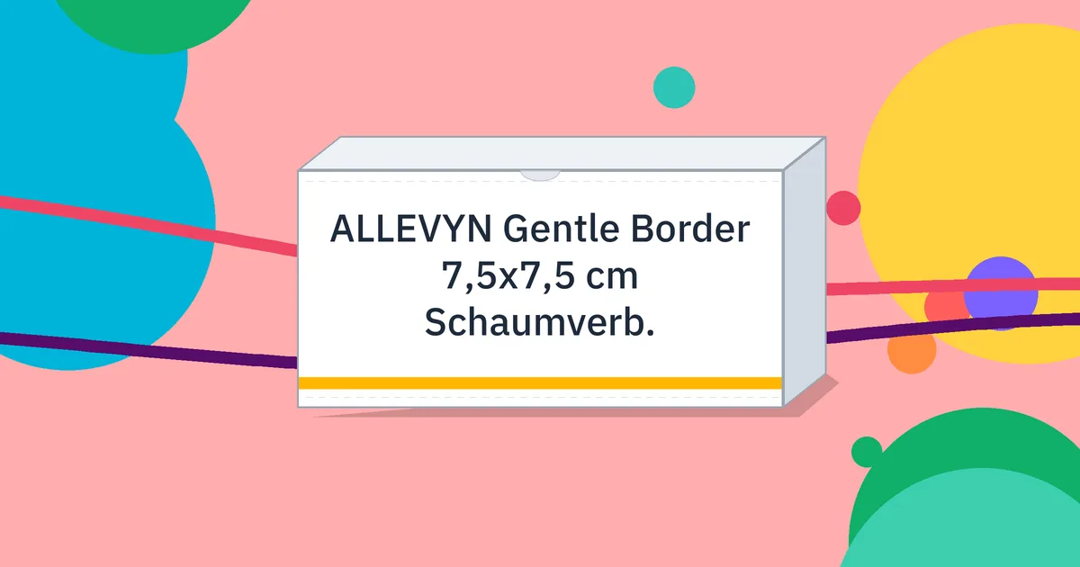 Symbolbild: Packung mit der Aufschrift ALLEVYN Gentle Border 7,5x7,5 cm Schaumverb. (PZN 15419153) – Verfügbarkeit und Bezug in Apotheken in Frankfurt am Main