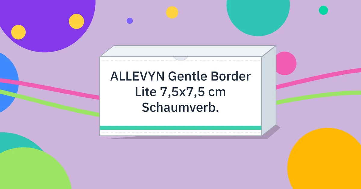 Symbolbild: Packung mit der Aufschrift ALLEVYN Gentle Border Lite 7,5x7,5 cm Schaumverb. (PZN 20016291) – Verfügbarkeit und Bezug in Apotheken in Frankfurt am Main