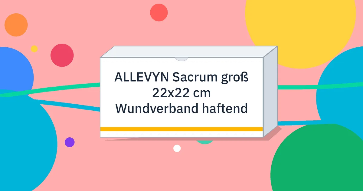Symbolbild: Packung mit der Aufschrift ALLEVYN Sacrum groß 22x22 cm Wundverband haftend (PZN 13885980) – Verfügbarkeit und Bezug in Apotheken in Frankfurt am Main