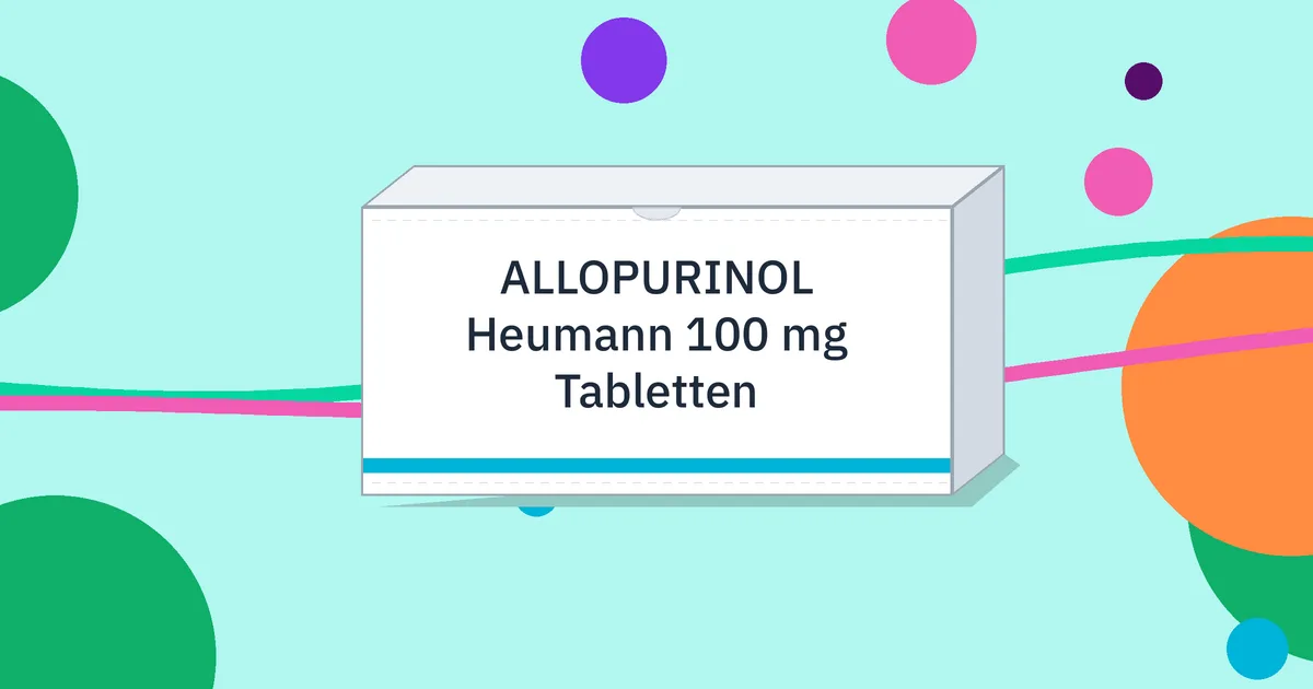 Symbolbild: Packung mit der Aufschrift ALLOPURINOL Heumann 100 mg Tabletten (PZN 19075124) – Verfügbarkeit und Bezug in Apotheken in Frankfurt am Main