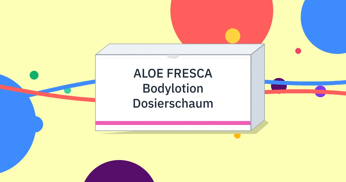 Symbolbild: Packung mit der Aufschrift ALOE FRESCA Bodylotion Dosierschaum (PZN 14260897) – Verfügbarkeit und Bezug in Apotheken in Frankfurt am Main