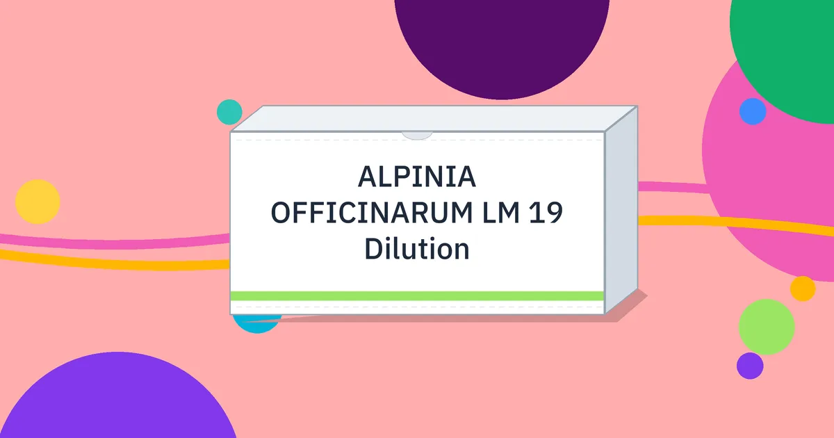 Symbolbild: Packung mit der Aufschrift ALPINIA OFFICINARUM LM 19 Dilution (PZN 13313918) – Verfügbarkeit und Bezug in Apotheken in Frankfurt am Main