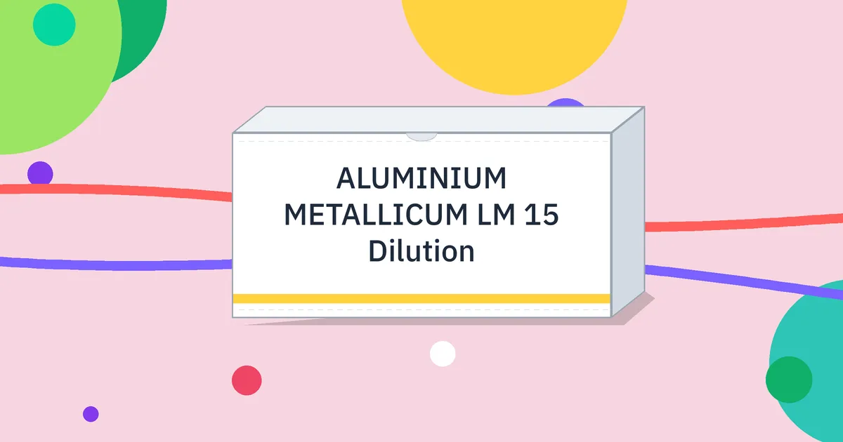 Symbolbild: Packung mit der Aufschrift ALUMINIUM METALLICUM LM 15 Dilution (PZN 12759405) – Verfügbarkeit und Bezug in Apotheken in Frankfurt am Main