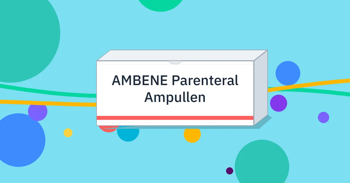 Symbolbild: Packung mit der Aufschrift AMBENE Parenteral Ampullen (PZN 06606531) – Verfügbarkeit und Bezug in Apotheken in Frankfurt am Main