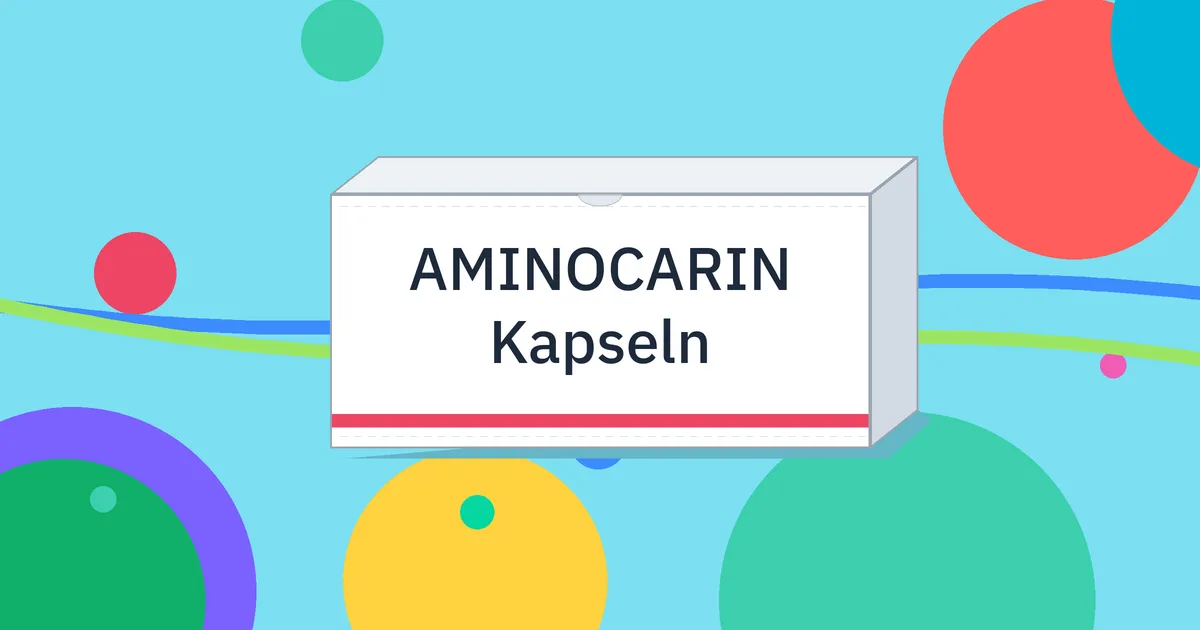 Symbolbild: Packung mit der Aufschrift AMINOCARIN Kapseln (PZN 08747371) – Verfügbarkeit und Bezug in Apotheken in Frankfurt am Main