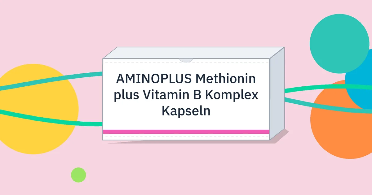 Symbolbild: Packung mit der Aufschrift AMINOPLUS Methionin plus Vitamin B Komplex Kapseln (PZN 01824186) – Verfügbarkeit und Bezug in Apotheken in Frankfurt am Main