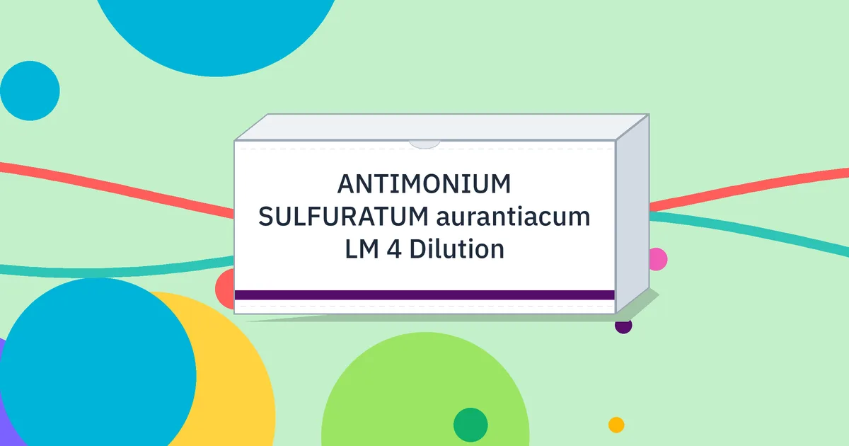 Symbolbild: Packung mit der Aufschrift ANTIMONIUM SULFURATUM aurantiacum LM 4 Dilution (PZN 13375150) – Verfügbarkeit und Bezug in Apotheken in Frankfurt am Main