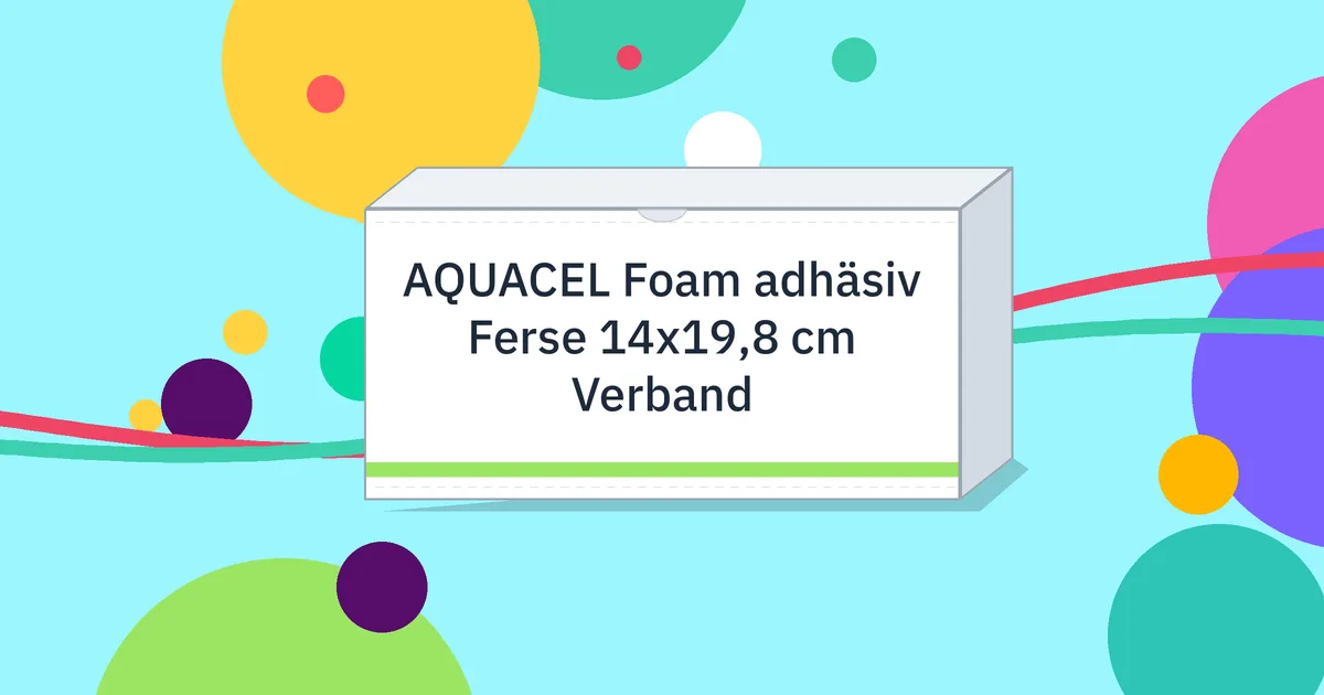 Symbolbild: Packung mit der Aufschrift AQUACEL Foam adhäsiv Ferse 14x19,8 cm Verband (PZN 09060475) – Verfügbarkeit und Bezug in Apotheken in Frankfurt am Main