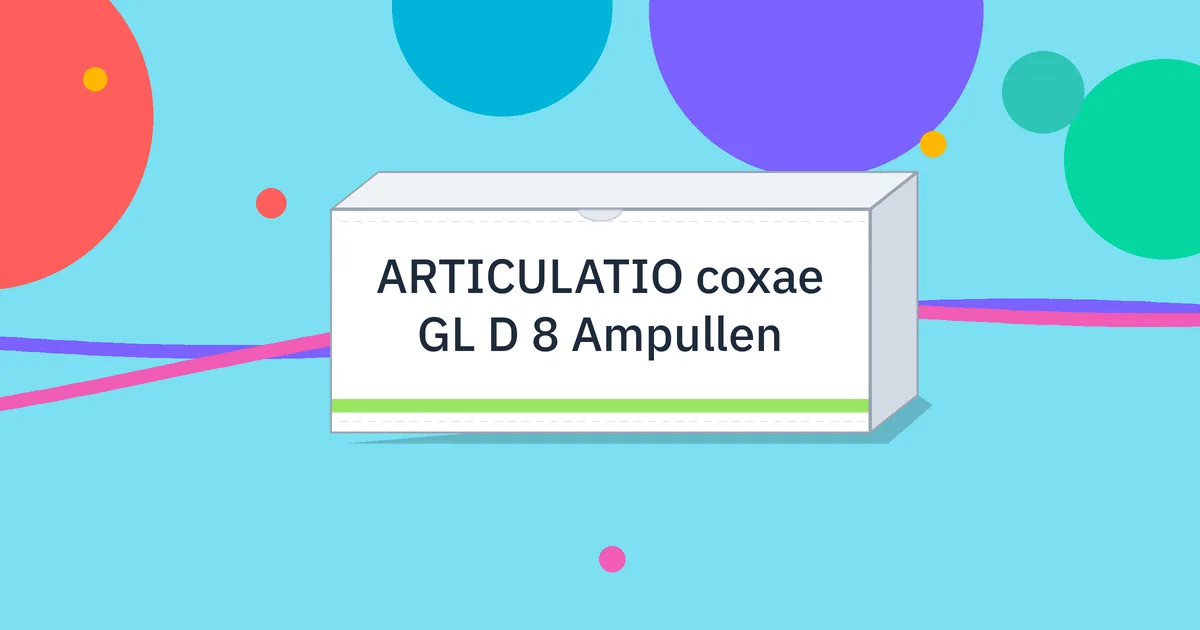 Symbolbild: Packung mit der Aufschrift ARTICULATIO coxae GL D 8 Ampullen (PZN 03359374) – Verfügbarkeit und Bezug in Apotheken in Frankfurt am Main