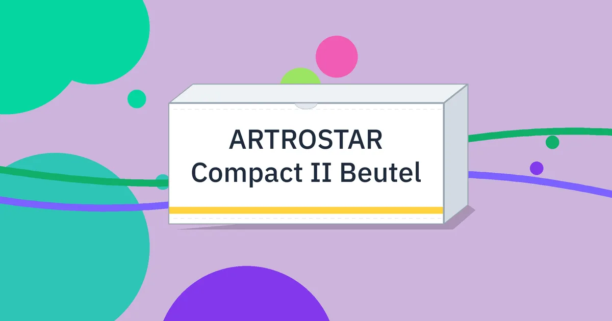 Symbolbild: Packung mit der Aufschrift ARTROSTAR Compact II Beutel (PZN 09065426) – Verfügbarkeit und Bezug in Apotheken in Frankfurt am Main