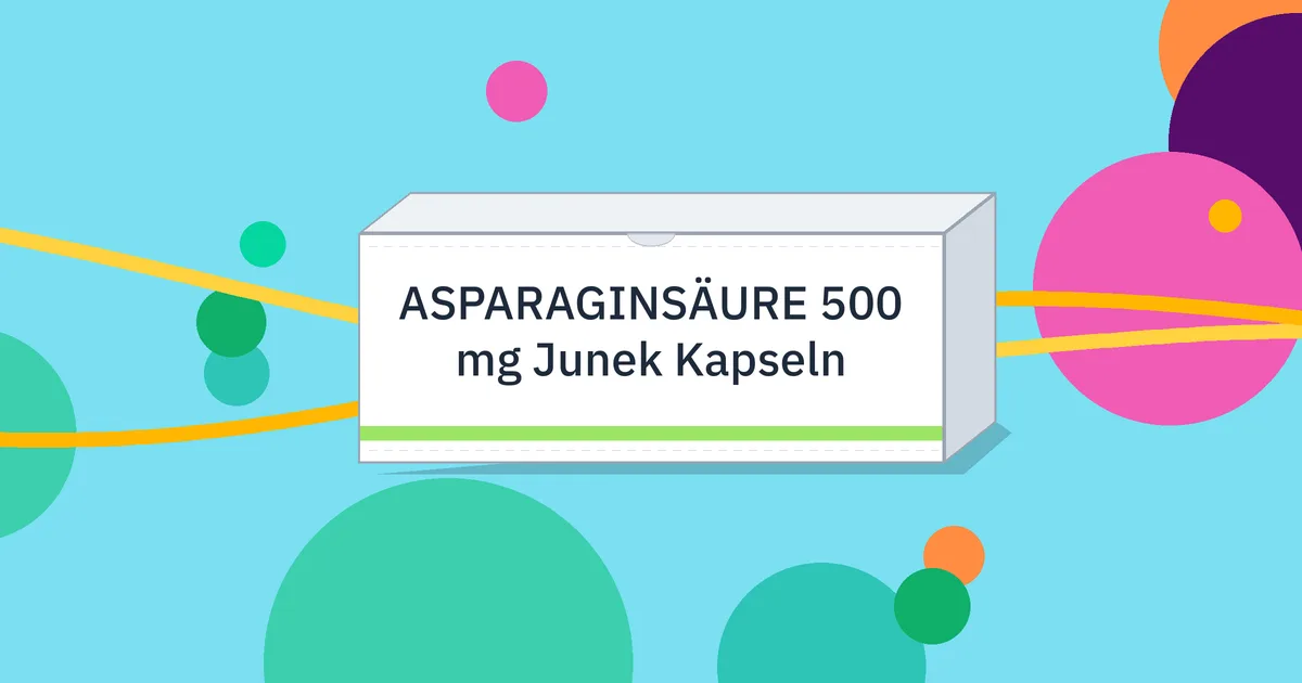 Symbolbild: Packung mit der Aufschrift ASPARAGINSÄURE 500 mg Junek Kapseln (PZN 00132322) – Verfügbarkeit und Bezug in Apotheken in Frankfurt am Main