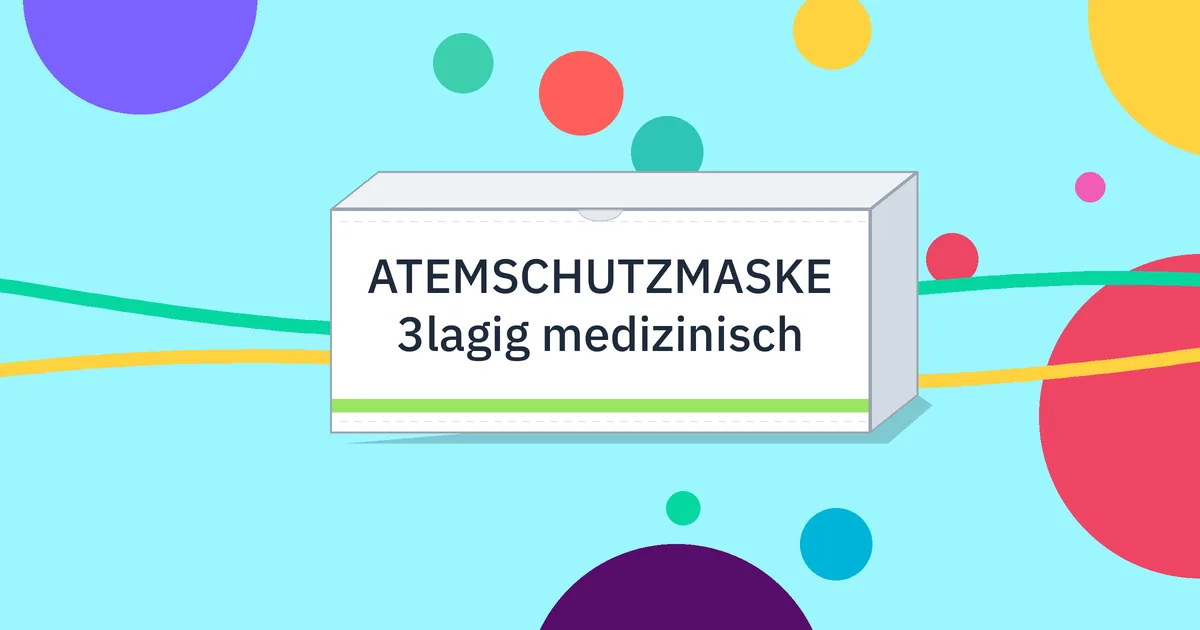 Symbolbild: Packung mit der Aufschrift ATEMSCHUTZMASKE 3lagig medizinisch (PZN 16837941) – Verfügbarkeit und Bezug in Apotheken in Frankfurt am Main