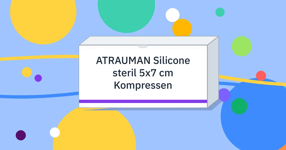 Symbolbild: Packung mit der Aufschrift ATRAUMAN Silicone steril 5x7 cm Kompressen (PZN 17843725) – Verfügbarkeit und Bezug in Apotheken in Frankfurt am Main