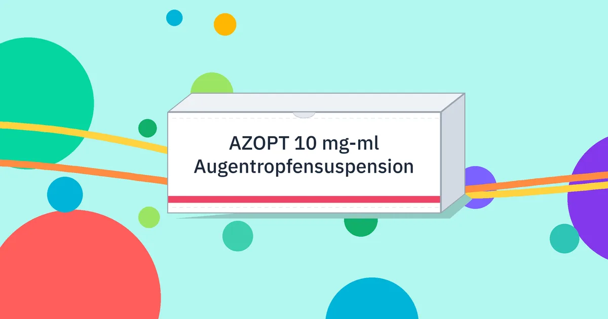 Symbolbild: Packung mit der Aufschrift AZOPT 10 mg-ml Augentropfensuspension (PZN 06455552) – Verfügbarkeit und Bezug in Apotheken in Frankfurt am Main