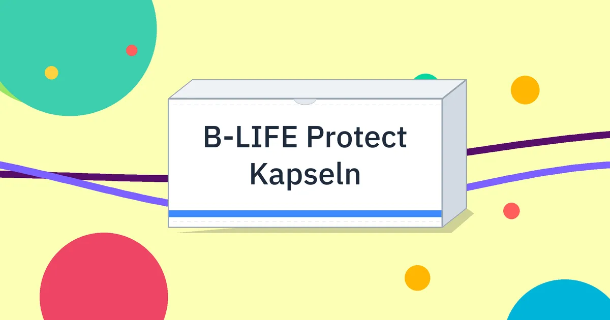 Symbolbild: Packung mit der Aufschrift B-LIFE Protect Kapseln (PZN 09894660) – Verfügbarkeit und Bezug in Apotheken in Frankfurt am Main