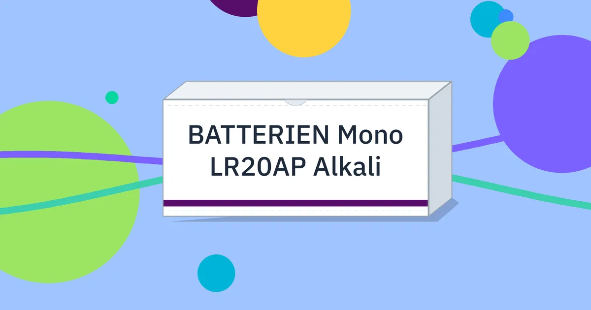 Symbolbild: Packung mit der Aufschrift BATTERIEN Mono LR20AP Alkali (PZN 07202416) – Verfügbarkeit und Bezug in Apotheken in Frankfurt am Main