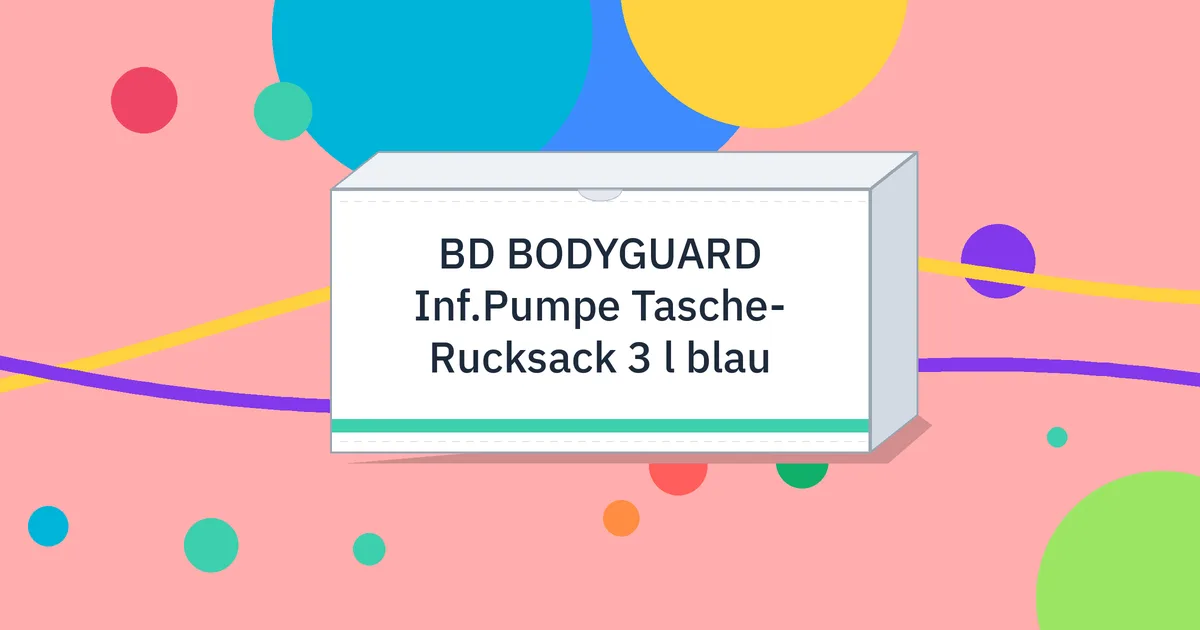 Symbolbild: Packung mit der Aufschrift BD BODYGUARD Inf.Pumpe Tasche-Rucksack 3 l blau (PZN 18750977) – Verfügbarkeit und Bezug in Apotheken in Frankfurt am Main