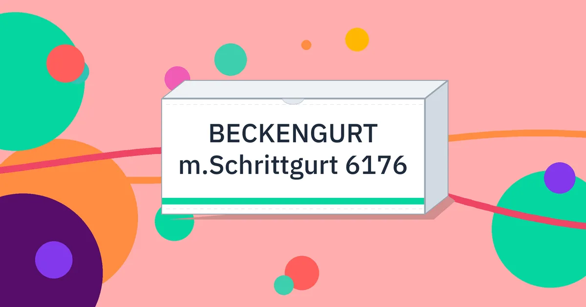 Symbolbild: Packung mit der Aufschrift BECKENGURT m.Schrittgurt 6176 (PZN 14298894) – Verfügbarkeit und Bezug in Apotheken in Frankfurt am Main