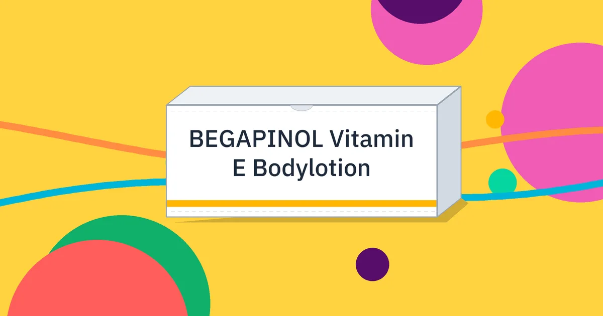 Symbolbild: Packung mit der Aufschrift BEGAPINOL Vitamin E Bodylotion (PZN 08497394) – Verfügbarkeit und Bezug in Apotheken in Frankfurt am Main