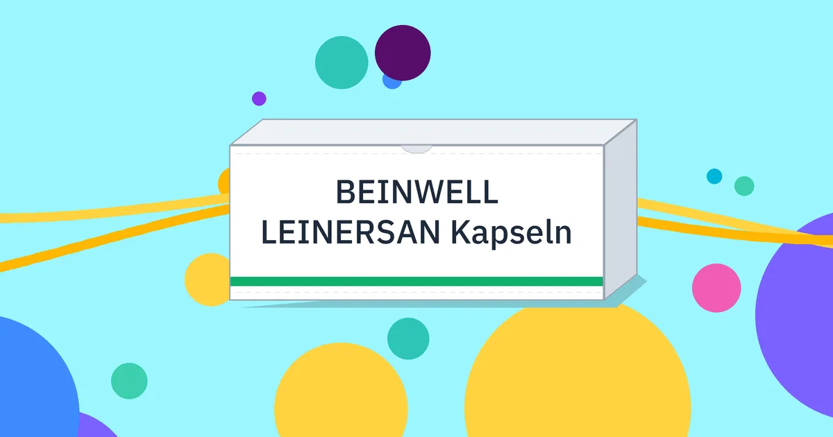 Symbolbild: Packung mit der Aufschrift BEINWELL LEINERSAN Kapseln (PZN 20033131) – Verfügbarkeit und Bezug in Apotheken in Frankfurt am Main