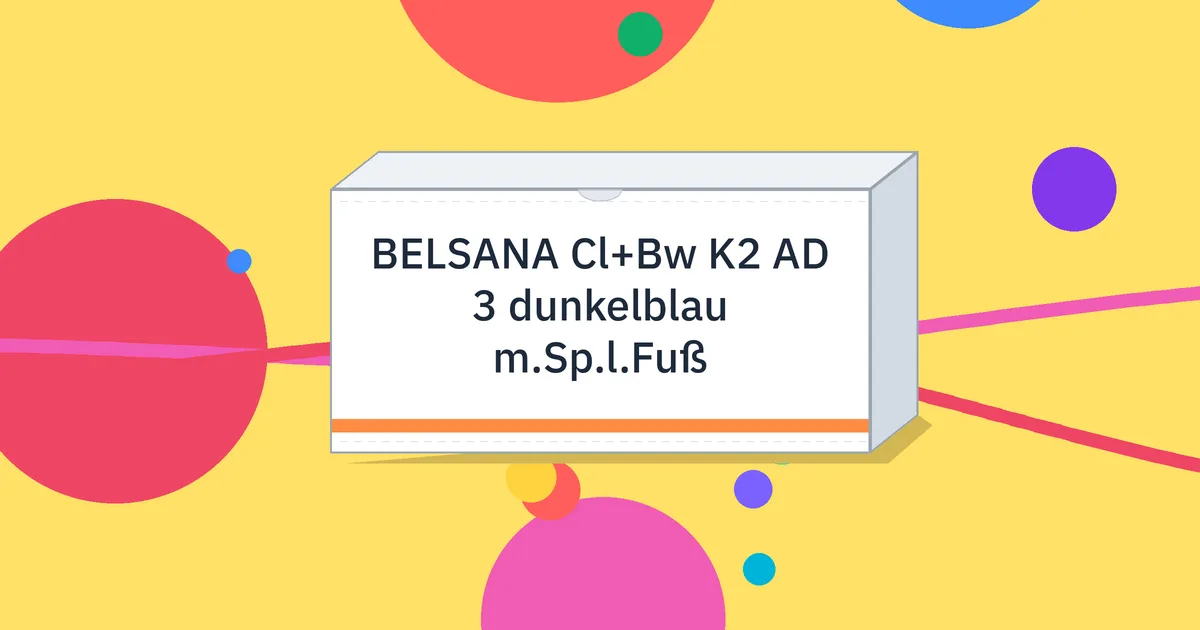 Symbolbild: Packung mit der Aufschrift BELSANA Cl+Bw K2 AD 3 dunkelblau m.Sp.l.Fuß (PZN 15626490) – Verfügbarkeit und Bezug in Apotheken in Frankfurt am Main