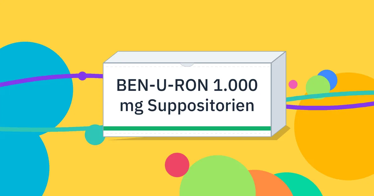 Symbolbild: Packung mit der Aufschrift BEN-U-RON 1.000 mg Suppositorien (PZN 01484879) – Verfügbarkeit und Bezug in Apotheken in Frankfurt am Main