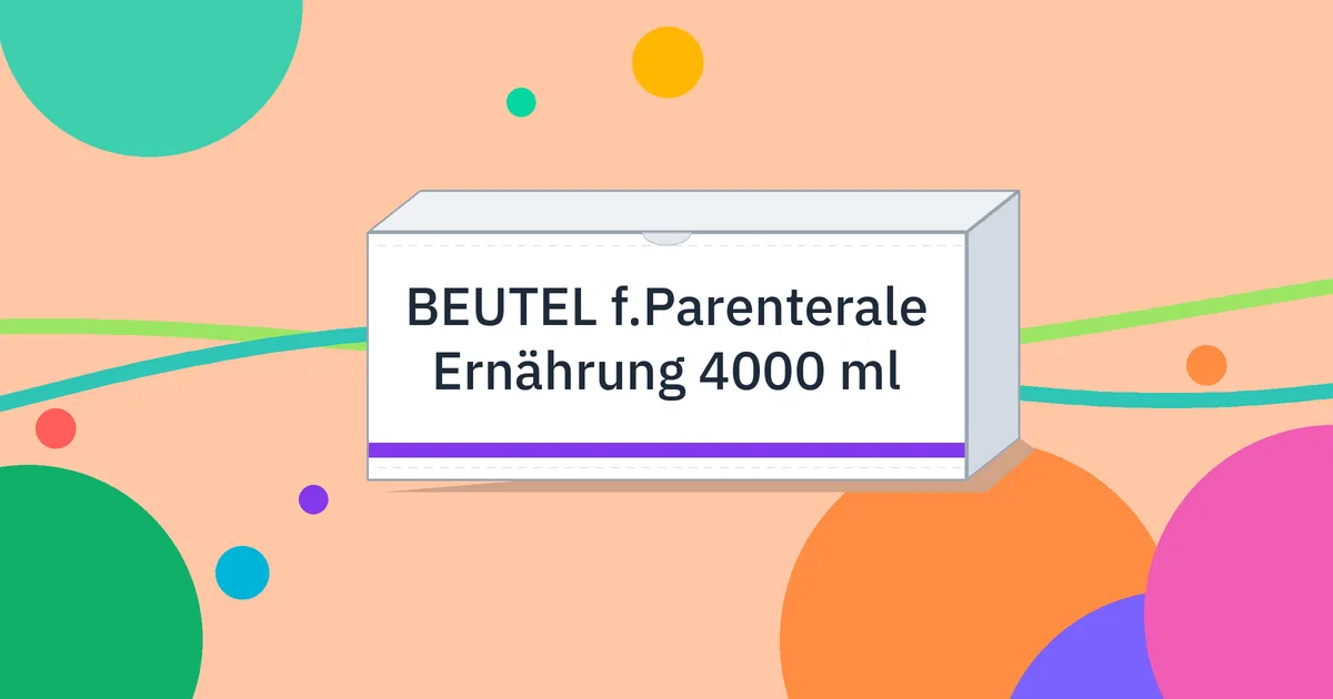 Symbolbild: Packung mit der Aufschrift BEUTEL f.Parenterale Ernährung 4000 ml (PZN 07331786) – Verfügbarkeit und Bezug in Apotheken in Frankfurt am Main