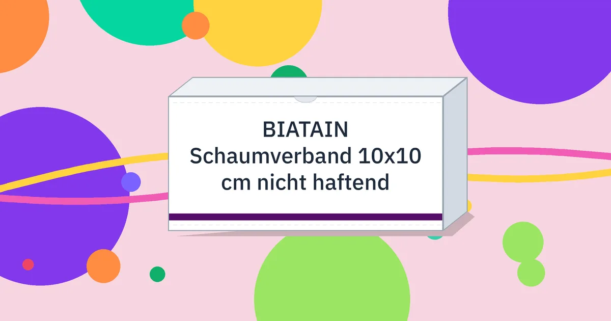 Symbolbild: Packung mit der Aufschrift BIATAIN Schaumverband 10x10 cm nicht haftend (PZN 18268364) – Verfügbarkeit und Bezug in Apotheken in Frankfurt am Main