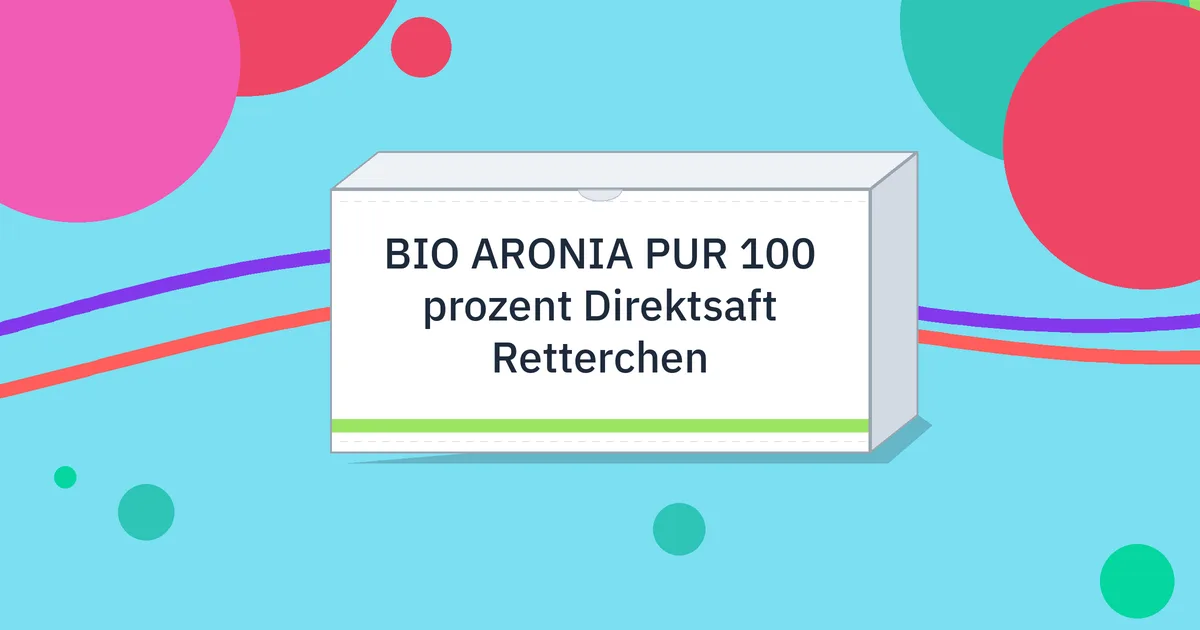 Symbolbild: Packung mit der Aufschrift BIO ARONIA PUR 100 prozent Direktsaft Retterchen (PZN 16735413) – Verfügbarkeit und Bezug in Apotheken in Frankfurt am Main