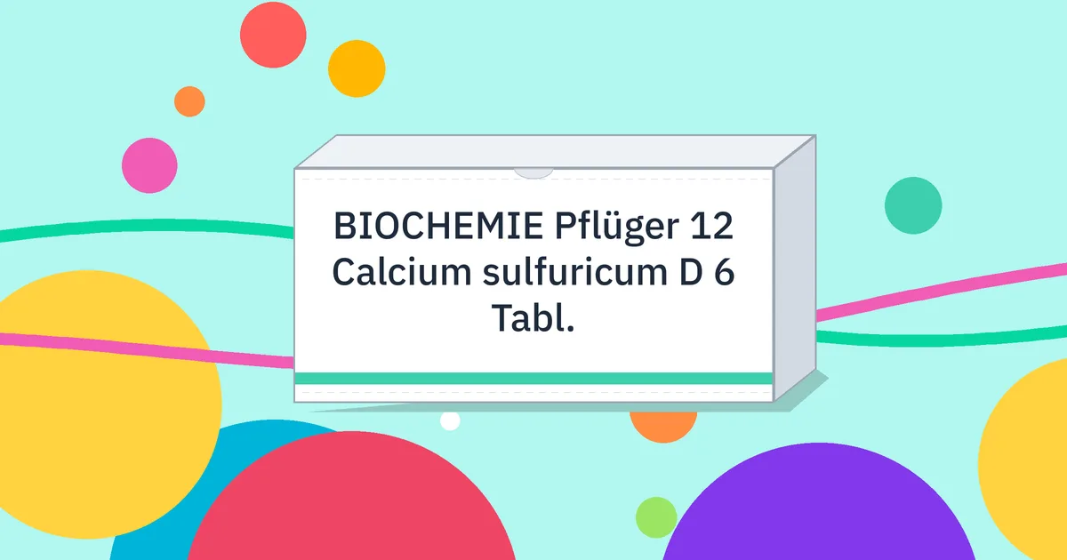 Symbolbild: Packung mit der Aufschrift BIOCHEMIE Pflüger 12 Calcium sulfuricum D 6 Tabl. (PZN 06320740) – Verfügbarkeit und Bezug in Apotheken in Frankfurt am Main