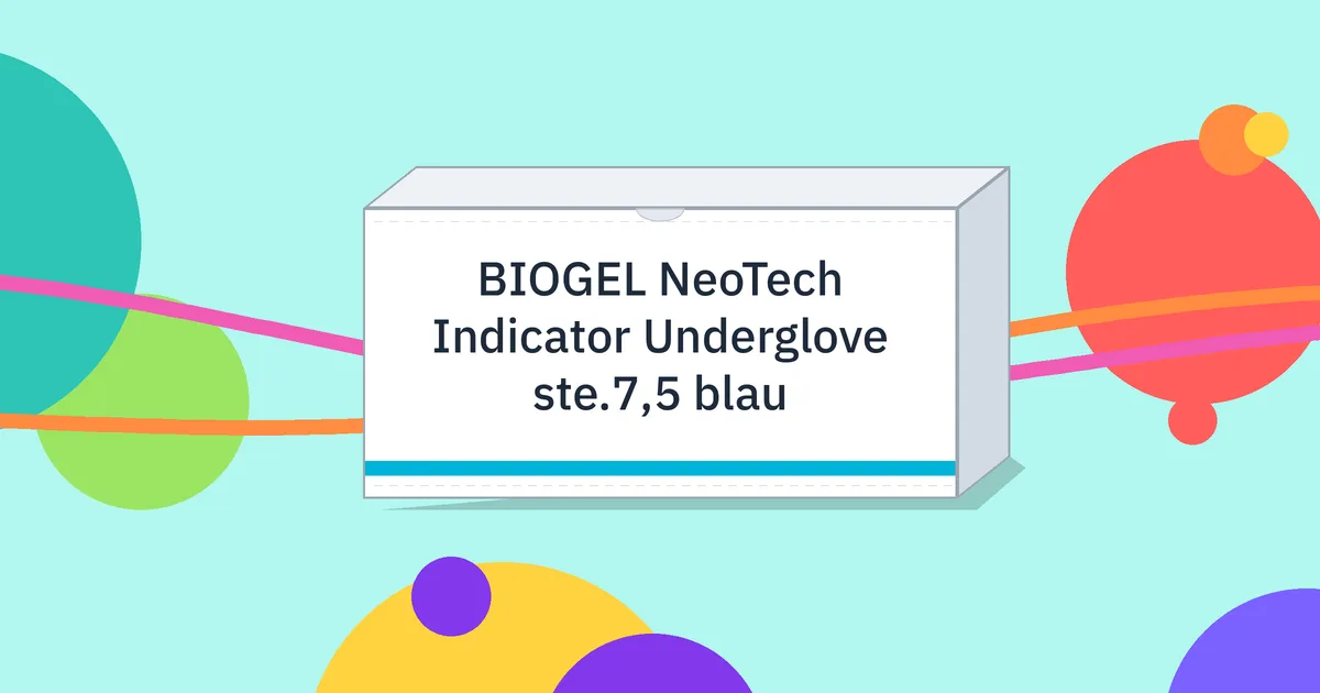 Symbolbild: Packung mit der Aufschrift BIOGEL NeoTech Indicator Underglove ste.7,5 blau (PZN 20866569) – Verfügbarkeit und Bezug in Apotheken in Frankfurt am Main