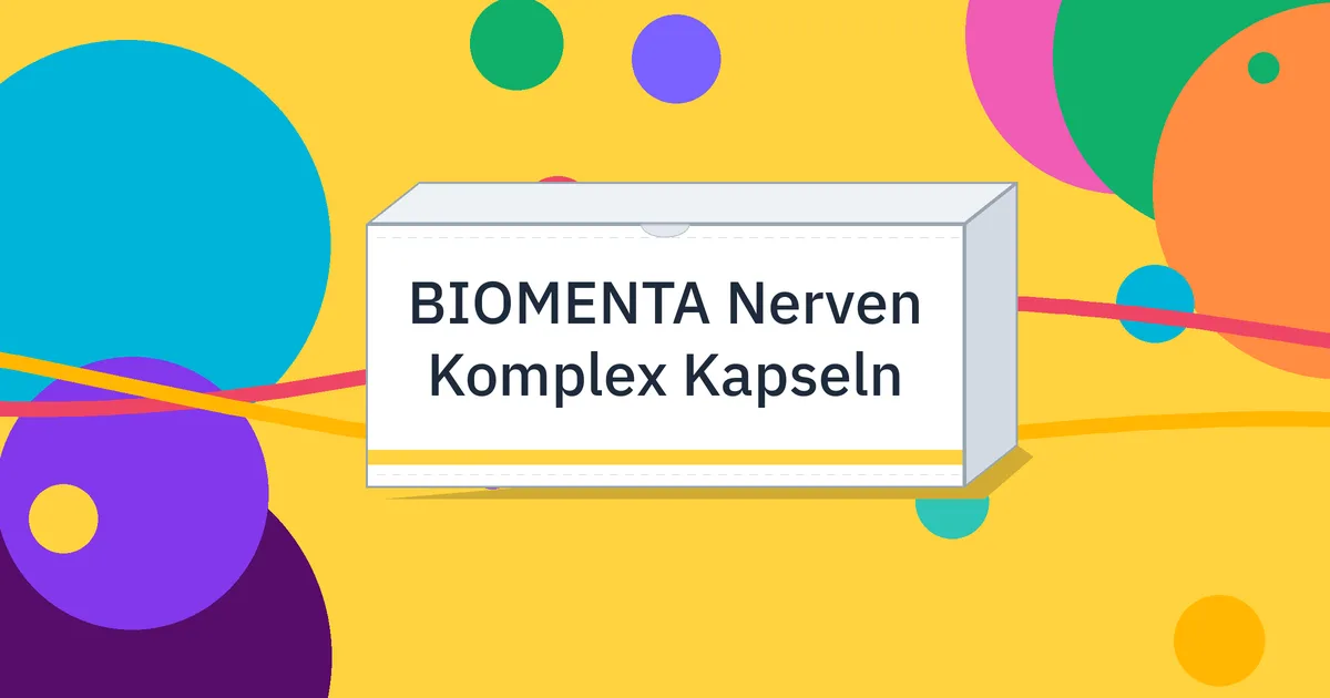 Symbolbild: Packung mit der Aufschrift BIOMENTA Nerven Komplex Kapseln (PZN 19469952) – Verfügbarkeit und Bezug in Apotheken in Frankfurt am Main