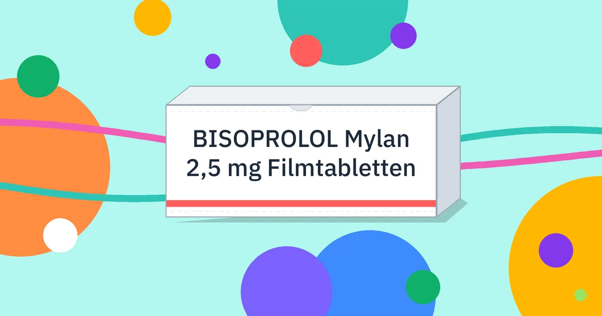 Symbolbild: Packung mit der Aufschrift BISOPROLOL Mylan 2,5 mg Filmtabletten (PZN 16086759) – Verfügbarkeit und Bezug in Apotheken in Frankfurt am Main