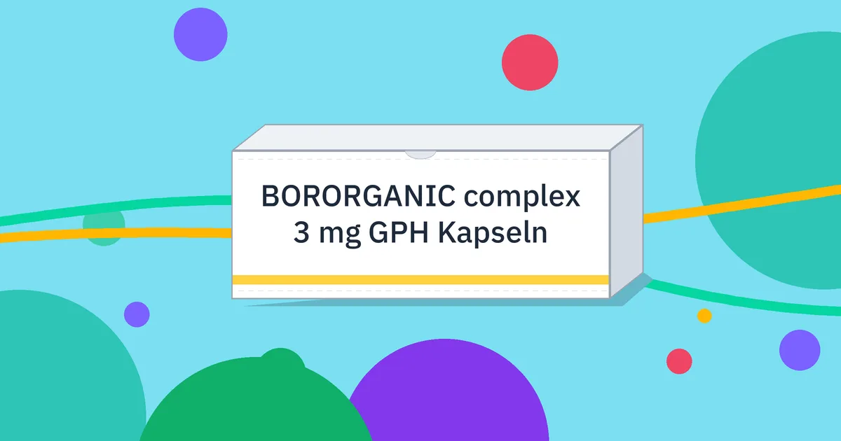 Symbolbild: Packung mit der Aufschrift BORORGANIC complex 3 mg GPH Kapseln (PZN 10522604) – Verfügbarkeit und Bezug in Apotheken in Frankfurt am Main