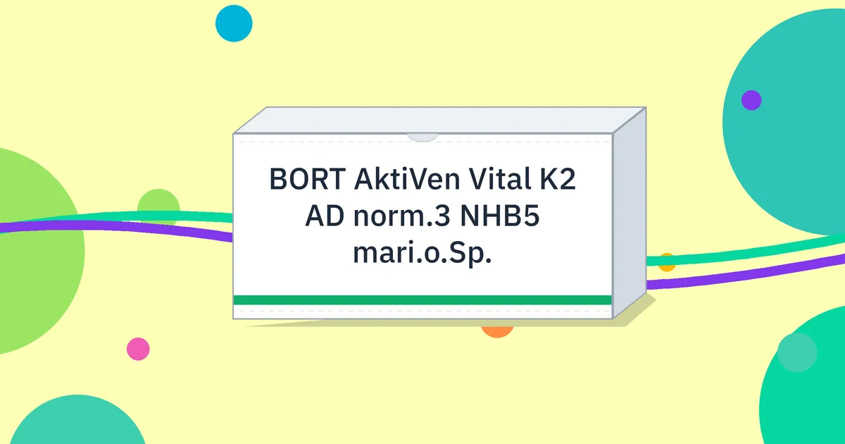 Symbolbild: Packung mit der Aufschrift BORT AktiVen Vital K2 AD norm.3 NHB5 mari.o.Sp. (PZN 17494466) – Verfügbarkeit und Bezug in Apotheken in Frankfurt am Main