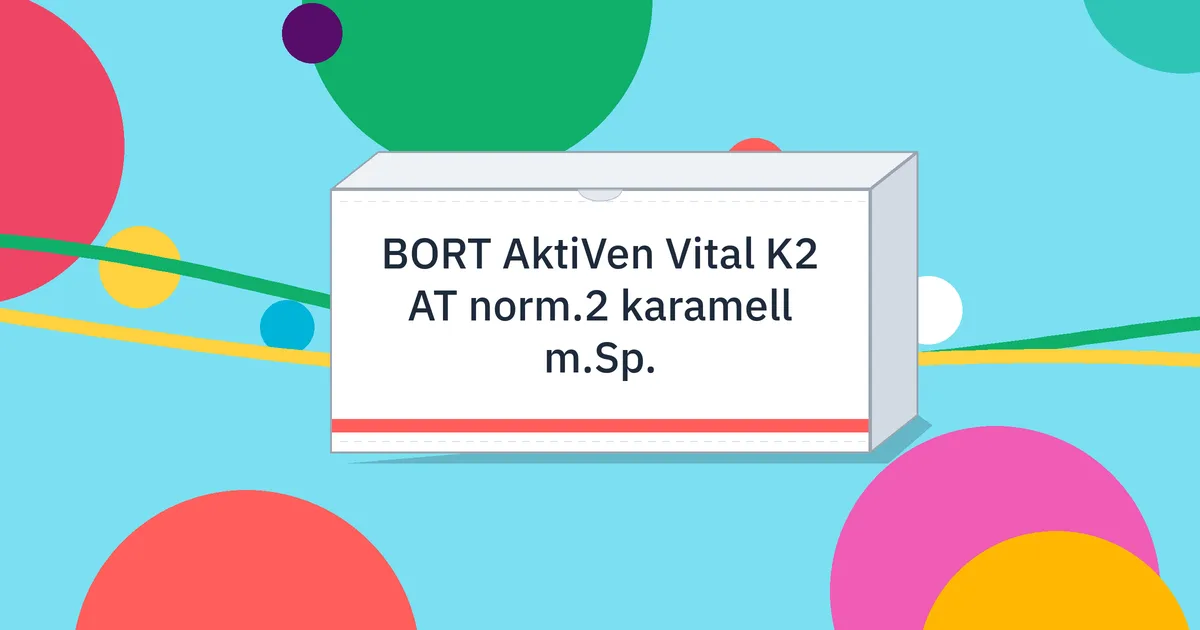Symbolbild: Packung mit der Aufschrift BORT AktiVen Vital K2 AT norm.2 karamell m.Sp. (PZN 13737742) – Verfügbarkeit und Bezug in Apotheken in Frankfurt am Main
