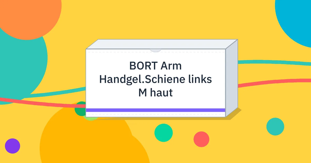 Symbolbild: Packung mit der Aufschrift BORT Arm Handgel.Schiene links M haut (PZN 03808843) – Verfügbarkeit und Bezug in Apotheken in Frankfurt am Main