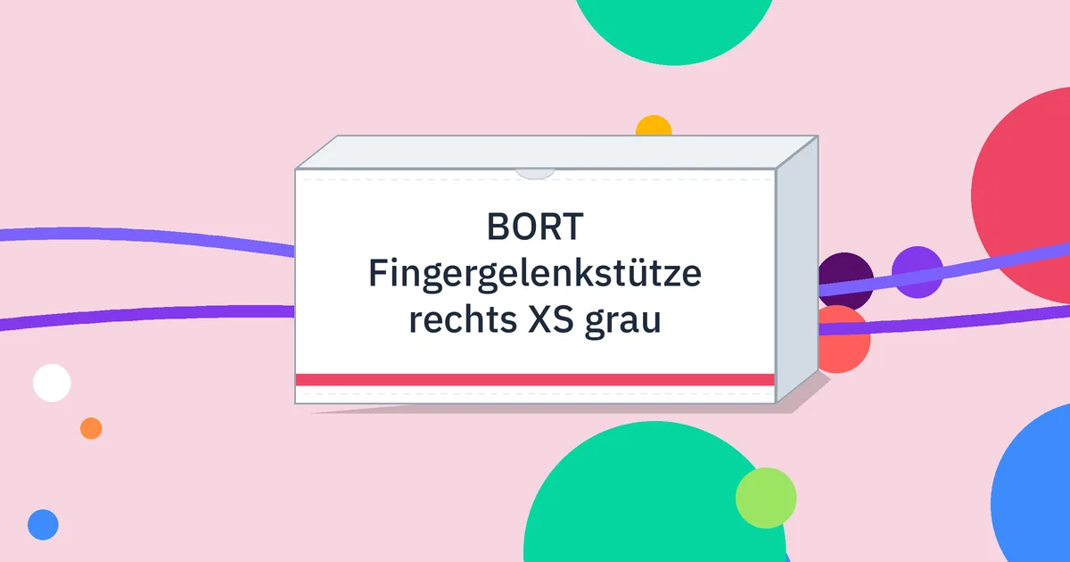 Symbolbild: Packung mit der Aufschrift BORT Fingergelenkstütze rechts XS grau (PZN 16317443) – Verfügbarkeit und Bezug in Apotheken in Frankfurt am Main