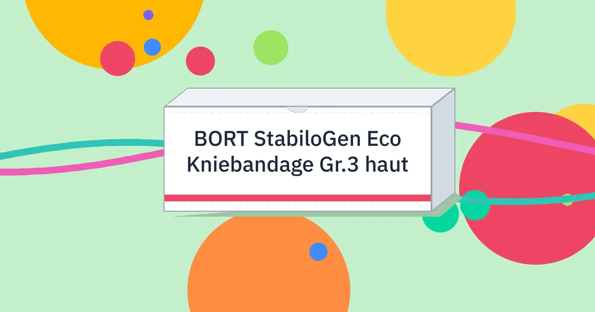 Symbolbild: Packung mit der Aufschrift BORT StabiloGen Eco Kniebandage Gr.3 haut (PZN 16845113) – Verfügbarkeit und Bezug in Apotheken in Frankfurt am Main