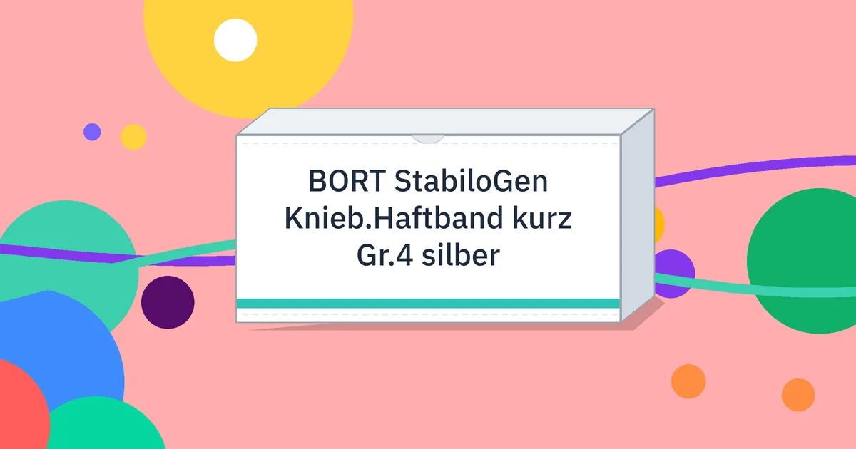 Symbolbild: Packung mit der Aufschrift BORT StabiloGen Knieb.Haftband kurz Gr.4 silber (PZN 16847299) – Verfügbarkeit und Bezug in Apotheken in Frankfurt am Main