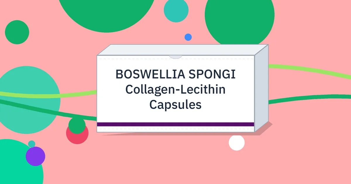 Symbolbild: Packung mit der Aufschrift BOSWELLIA SPONGI Collagen-Lecithin Capsules (PZN 16829278) – Verfügbarkeit und Bezug in Apotheken in Frankfurt am Main